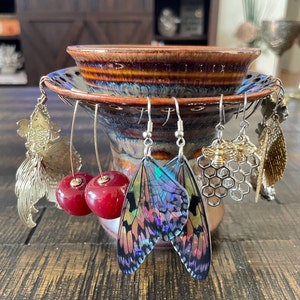 Ceramic Earring Holder With Dish in Waterfall Brown, Pottery Jewelry ...