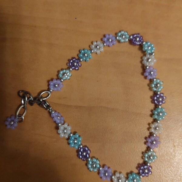 Colorful Pearl Beaded Necklace Flower Bead Necklace for Women Daisy ...