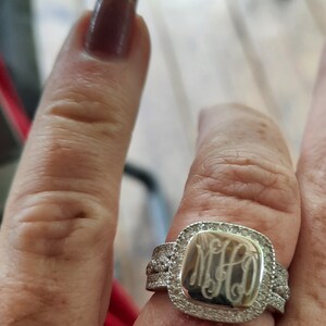 Sterling Silver Monogram Ring Stackable Monogram Ring 925 | Etsy