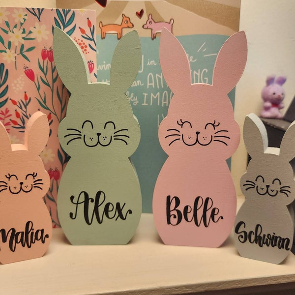 Personalized Easter Bunny Block - Chunky Wooden Easter Bunny - Custom ...