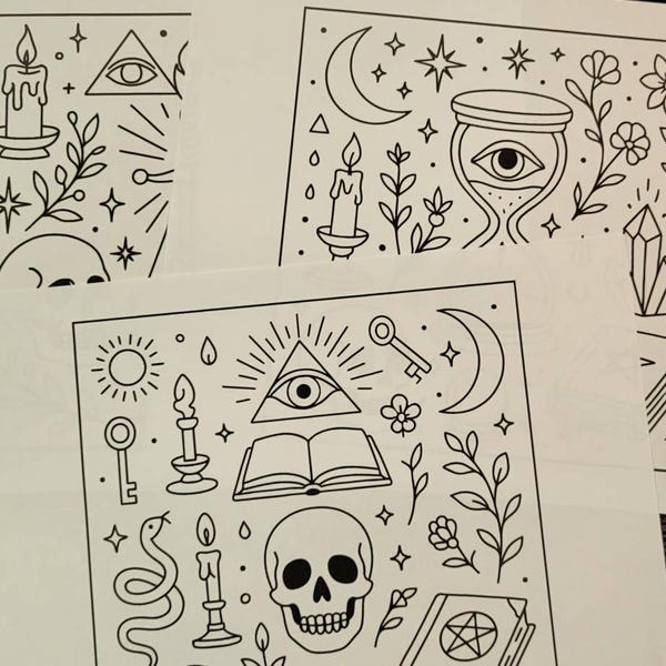 Vintage Tarot Coloring Pages: Mystical Occult Designs (digital Download ...