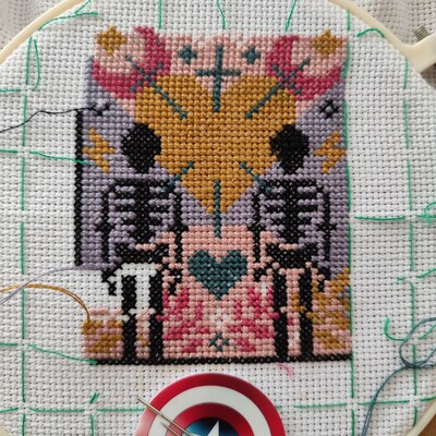 The Lovers Tarot Card Modern Cross Stitch Kit Moon Stars Floral ...