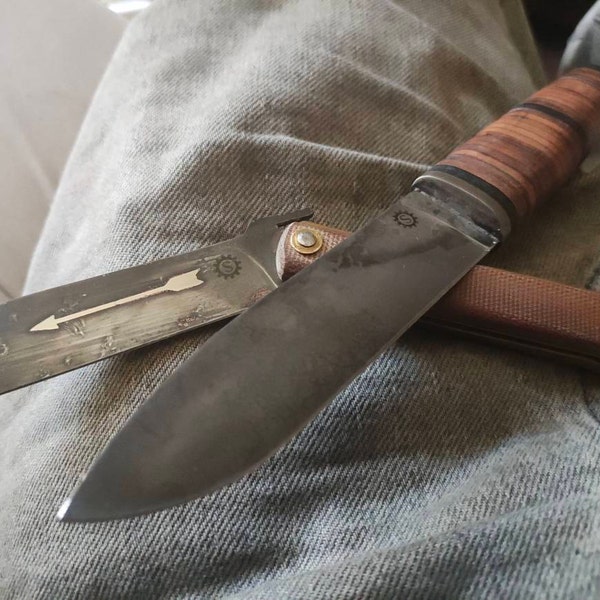 Patch Knife / Neck Knife Frontier Style With Antler and Leather - Etsy