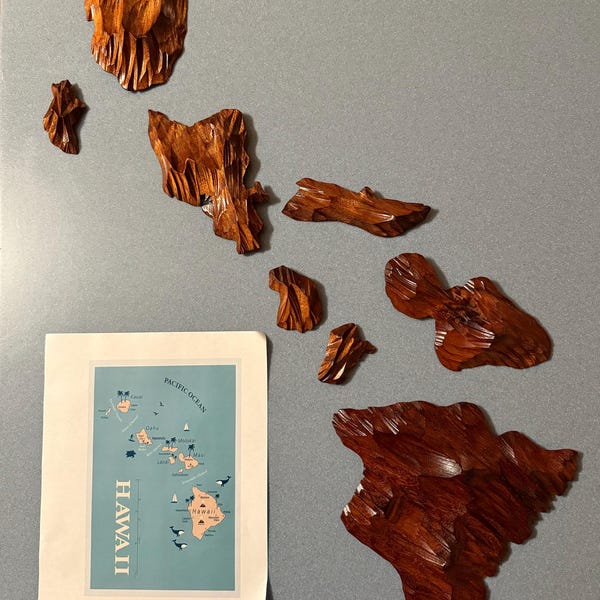 Medium Hawaiian Island Chain | Hand Carved Solid Hawaiian Koa Wood Wall ...