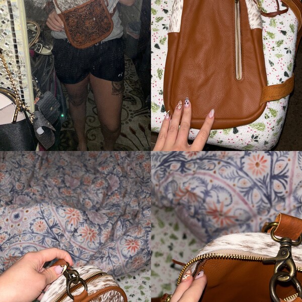 Double Fringe 15x15 Axis Print Cowhide Purse - Etsy