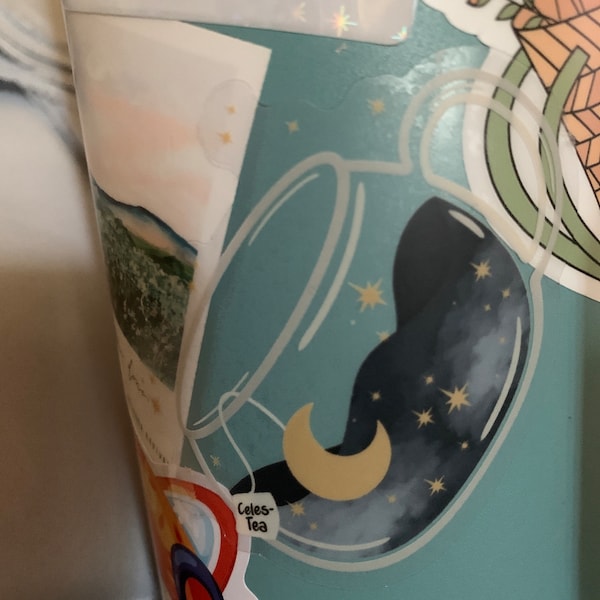 Celes-tea Celestial Tea Cup Waterproof Sticker | Galaxy Kindle and ...