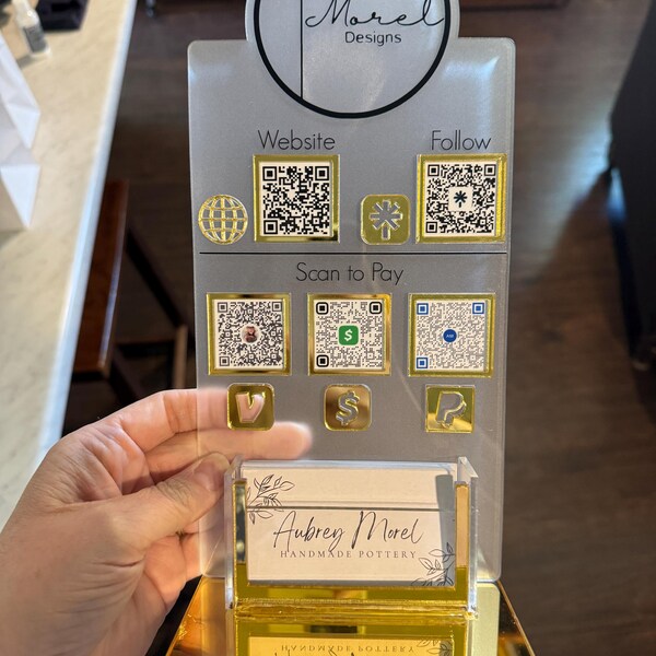 6 QR Codes Sign With Business Card Holder Social Media Signs Payment ...