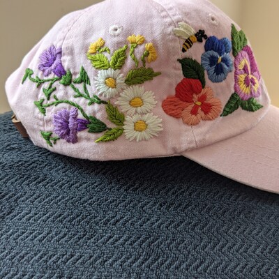 Custom Embroidered Hat, Floral Embroidery Custom Baseball Hat ...