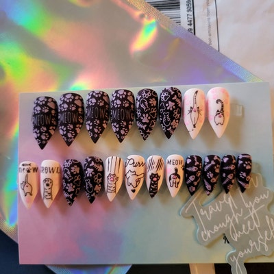 Cats Fake Nails, Press on Nails, False Nails, Faux Nails. Cat Lovers ...