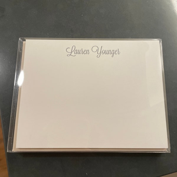 Folded Note Cards With Monogram and Name, Personalized Fold Over ...