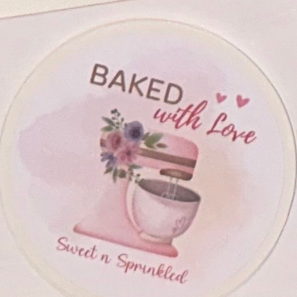Personalized Baked With Love Stickers, Customized Baked Goods Label ...