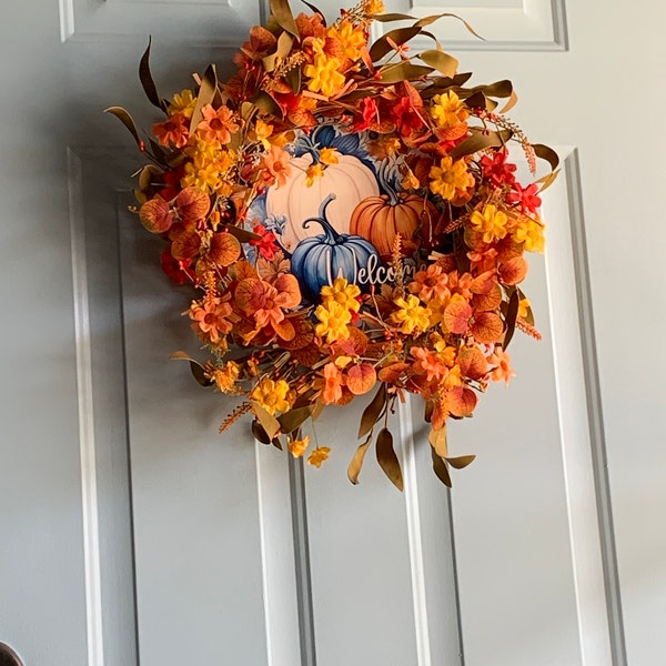 Round Fall Wreath Sign, Fall Wreath Sign, Personalize It by Pam, Signs ...