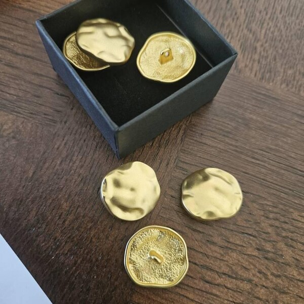 Metal Irregular Buttons-6pcs Gold Ripple Button for Sewing-sweater ...