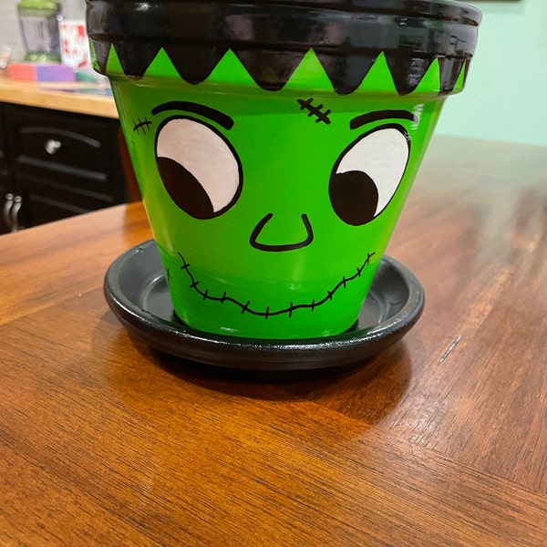 Christmas Santa Themed Hand Painted Terra Cotta Flower Pot, 4 Inch ...