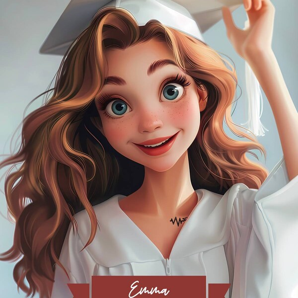 Custom Graduation Cartoon Portrait, Graduation Portrait, Graduation ...