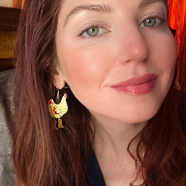 Silly Chickens in Boots Dangle Earrings | Novelty Earrings | Unique ...
