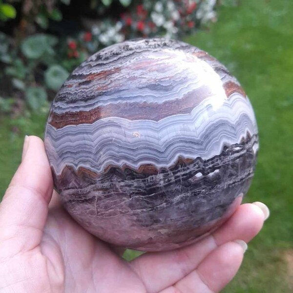 AAA Natural Polished Mexico Banded Agate Crystal Sphere Ball Healing ...