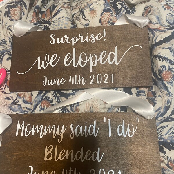 Surprise We Eloped Sign Handmade Wood Wedding Sign 5-1/2x12x1/2 Thick ...