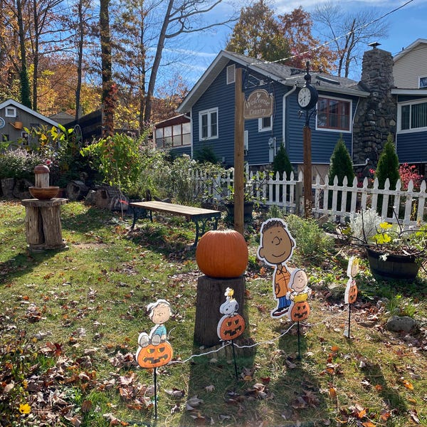 Charlie, Snoopy, Peppermint Patty, Lucy Thanksgiving Show Logo Yard ...