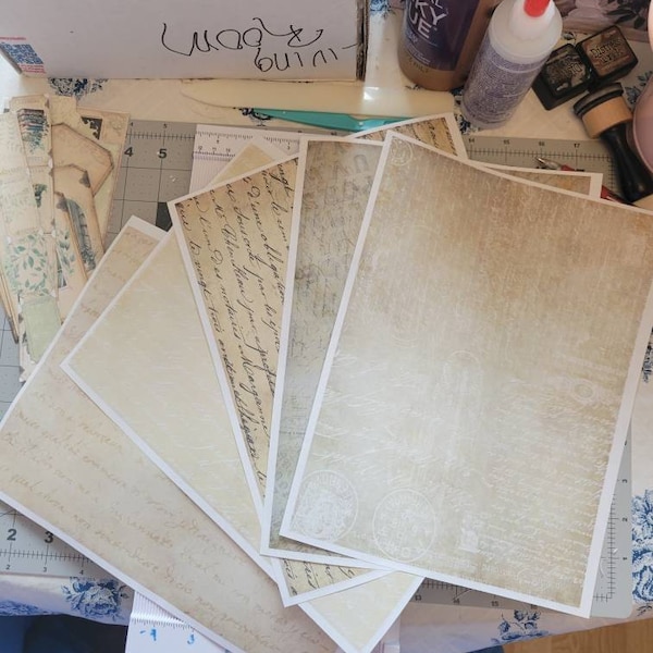 Coffee & Script, Papers, Junk Journal, Neutral, Brown, Dyed, Tea ...