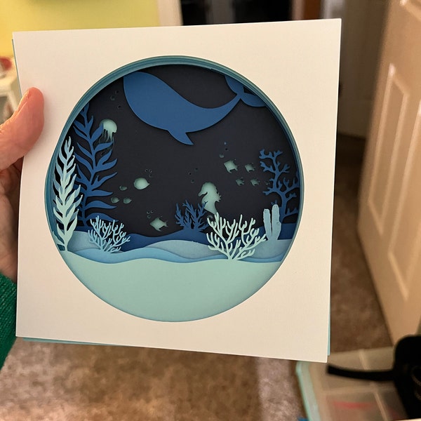 3D Under the Sea Shadow Box | Ocean Nursery Decor Clipart | Whale SVG | Layered Paper Art | 3D ...
