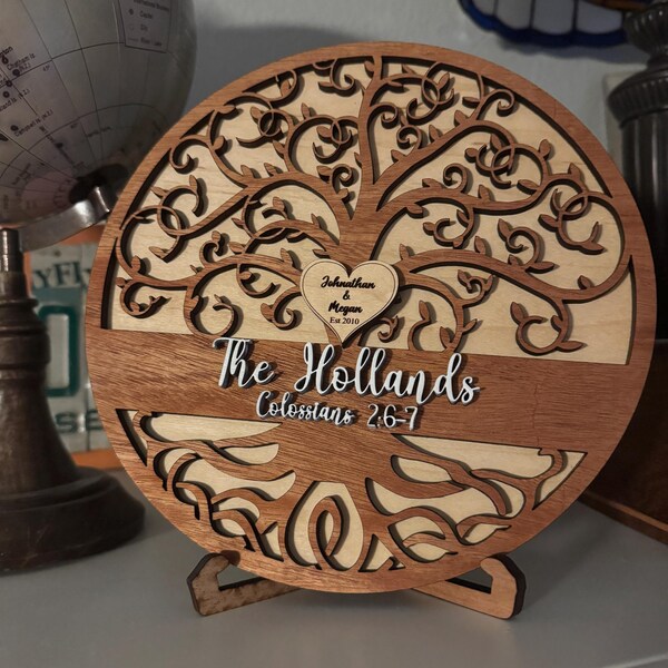 Personalized Family Tree Plaque Gift, Custom Wood Family Tree Sign 9.5 ...