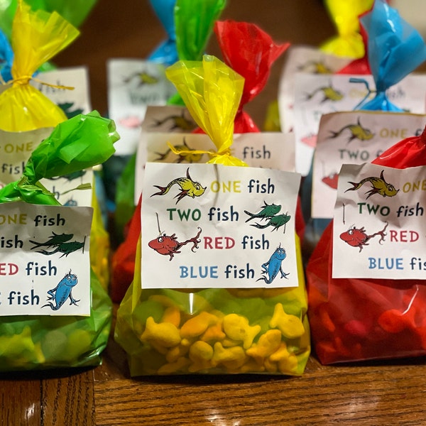Dr. Seuss Treat Bag Card, Dr. Seuss Printable, One Fish Two Fish, Dr ...