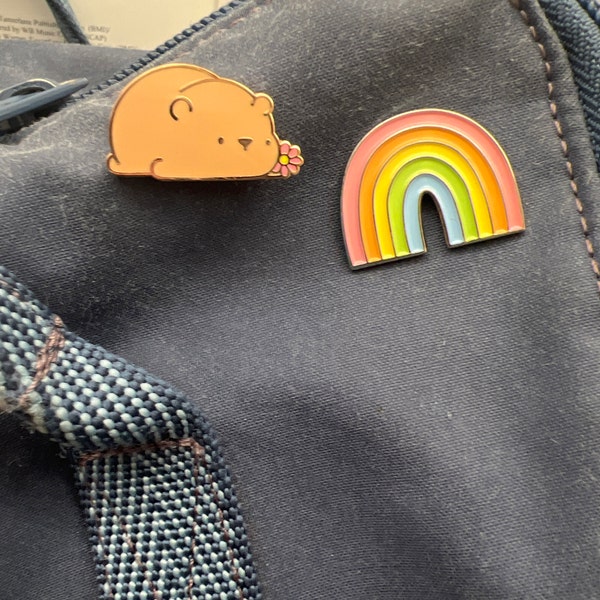 Bear Enamel Pin | Kawaii Bear Pin | Rose Gold Bear | Hard Enamel Pin ...