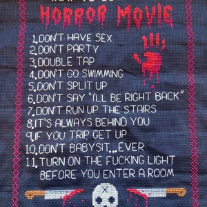 How to Survive A Horror Movie Horror Cross Stitch Pattern Gothic ...