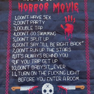 How to Survive A Horror Movie Horror Cross Stitch Pattern Gothic ...