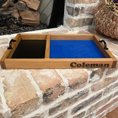 Building Block Tray W/side Tray and Chalk Board-handcrafted Wooden 16 X ...