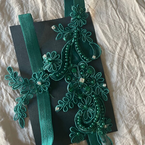 Hunter Lace Garter,greenwedding Garter ,hunter Green Wedding,green ...