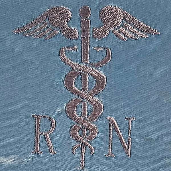 Registered Nurse Embroidery Design, RN Medical Caduceus Emblem, 4 Types ...