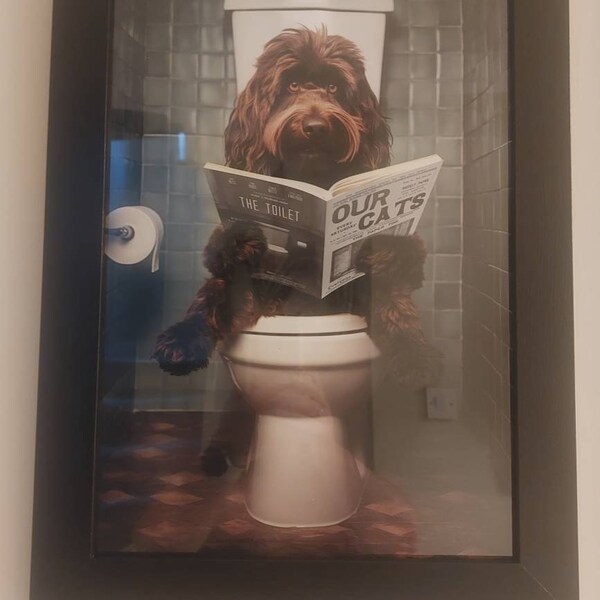 Brown Cockapoo on the Loo, Funny Toilet Humour Dog Print - Etsy