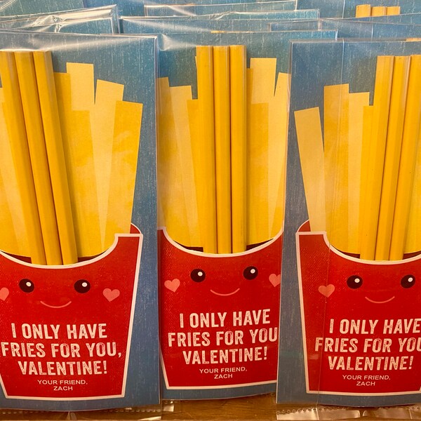 I Only Have Fries for You, Kid's Valentine, Classroom Valentine, Pencil ...