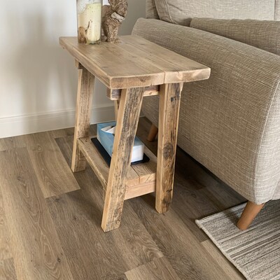 Rustic Wood Bedside Table and Side Table Small Reclaimed Wooden Console Table Occasional Sofa ...