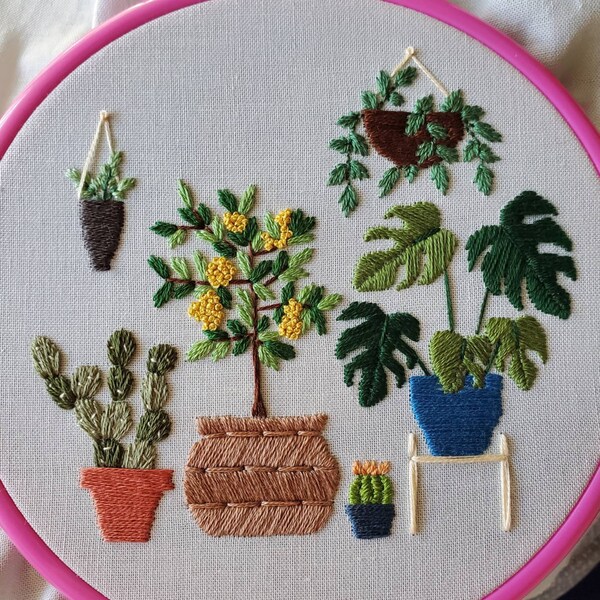 House Plant Embroidery, Pattern Download Embroidery, Orange Tree ...