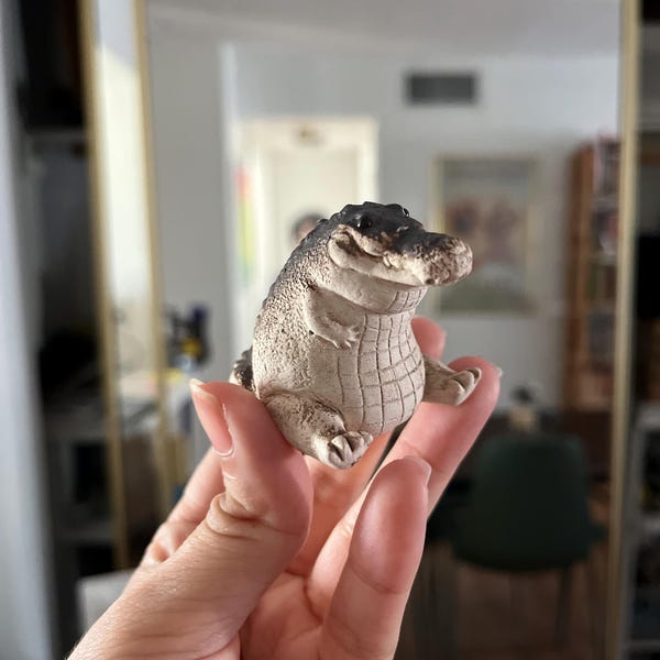 The Chubby Reclining Crocodile Sculpture is the Ideal Crocodile Tea Pet ...