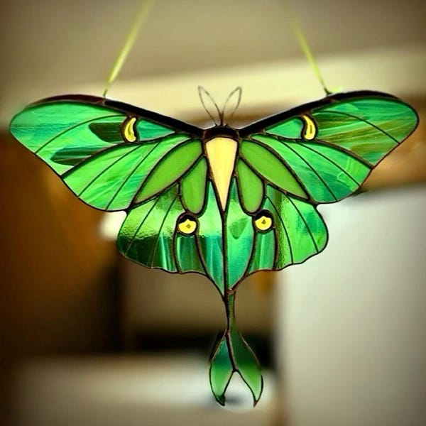 Luna Moth Stained Glass Window Hangings / Butterfly Artwork / Christmas ...