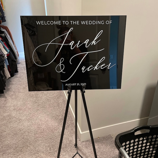 Clear or Black Glass Look Acrylic Wedding Welcome Sign, 18x24 ...
