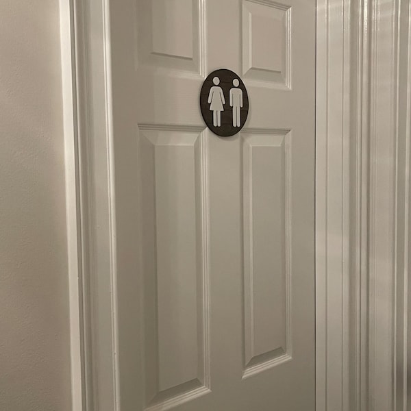 3D Restroom Shiplap Sign, Mini Bathroom Signs, Farmhouse Bathroom Decor ...