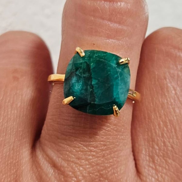 Large Emerald Ring, Statement Square Emerald Ring. Unique Natural ...