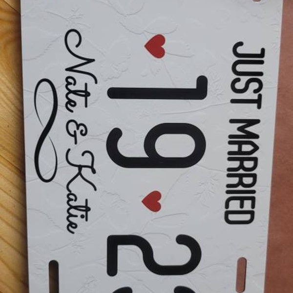 Custom Wedding Vanity Plate, Car Front License Plate, Personalized ...