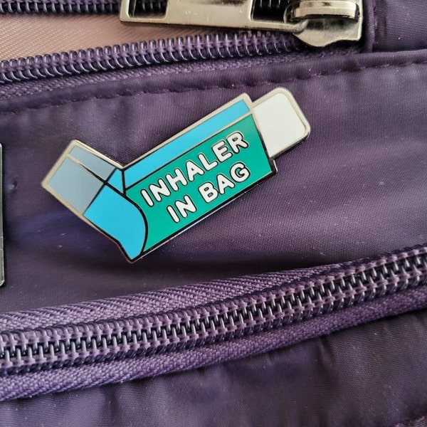 INHALER IN BAG Enamel Pin - Asthma Inhaler Enamel Pin, Asthma Awareness ...