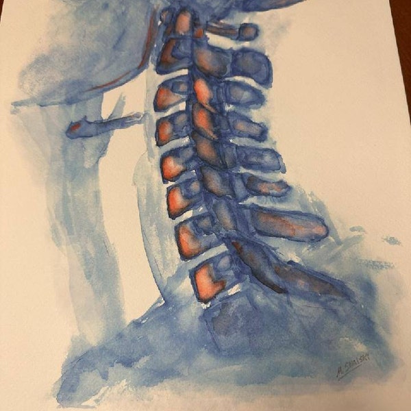 Abstract Cervical Spine Watercolor Painting - Fine Art Print - Etsy