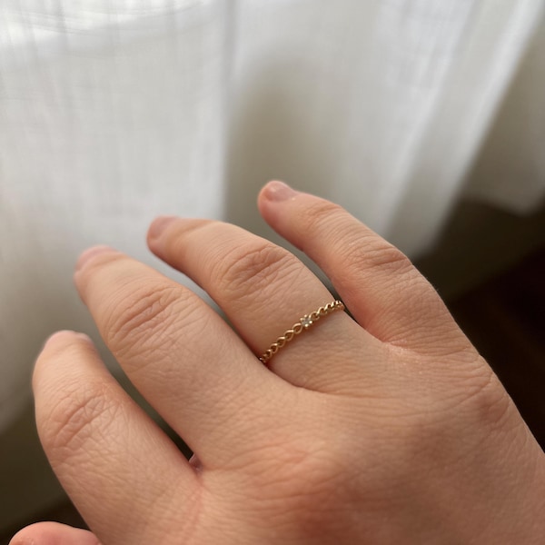 14k Solid Gold Tiny Cross Ring, 10k 18k Gold Minimalist Christian Band, Women Stacking Religious ...