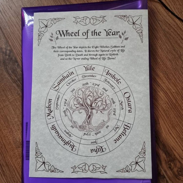 Wheel of the Year A4 Poster Parchment Paper Pagan Wiccan Witchcraft ...