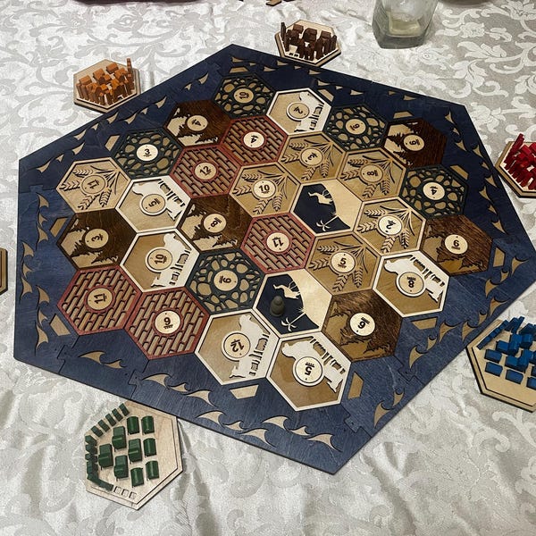 Wooden Game Board for Settlers Game, 3-4 or 5-6 Players, Civilization ...