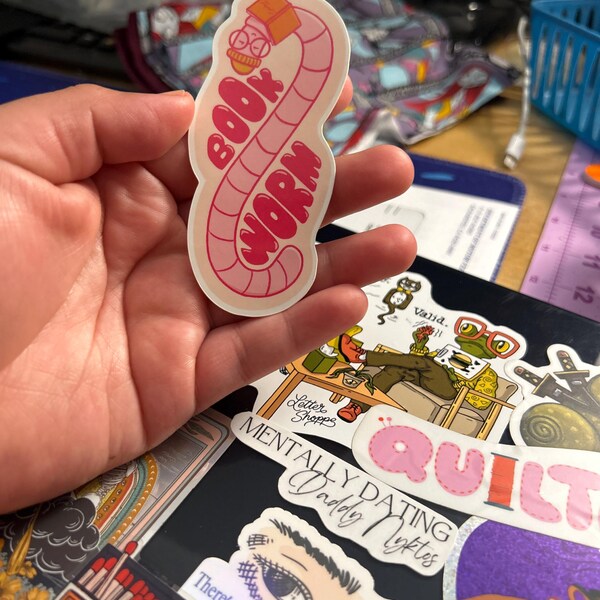 Book Worm Sticker | Reading Sticker | Book Club - Etsy