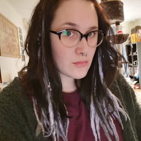 Wool Dreadlocks Grey Black Blend Custom Wool Dreads- Double Ended ...